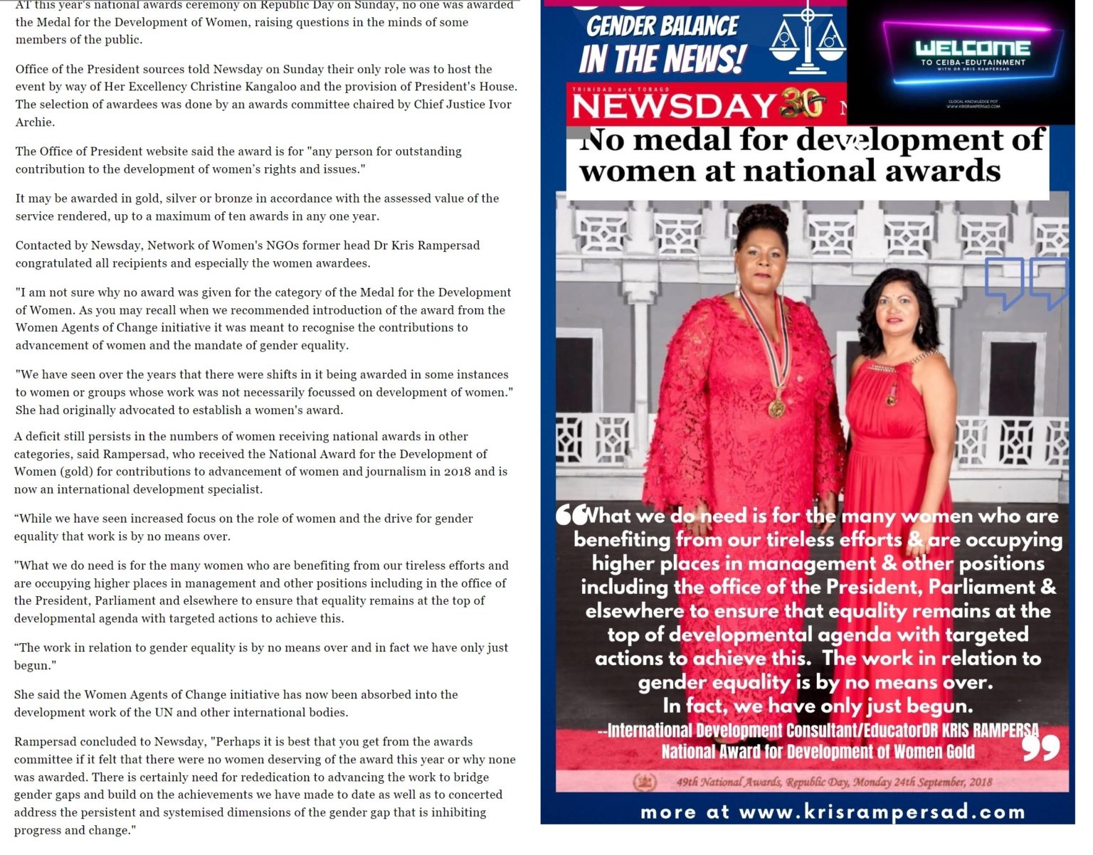 In the News Gender Justice and the National Awards - GLoCaL Knowledge Pot